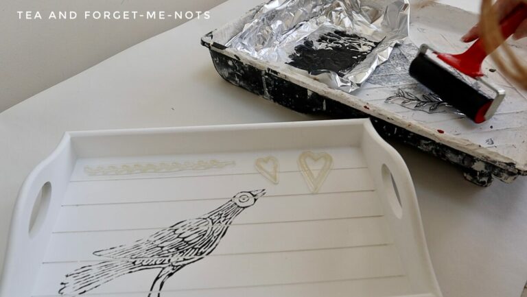 Pretty Breakfast Tray Makeover with Decor Stamp – Tea and Forget-me-nots