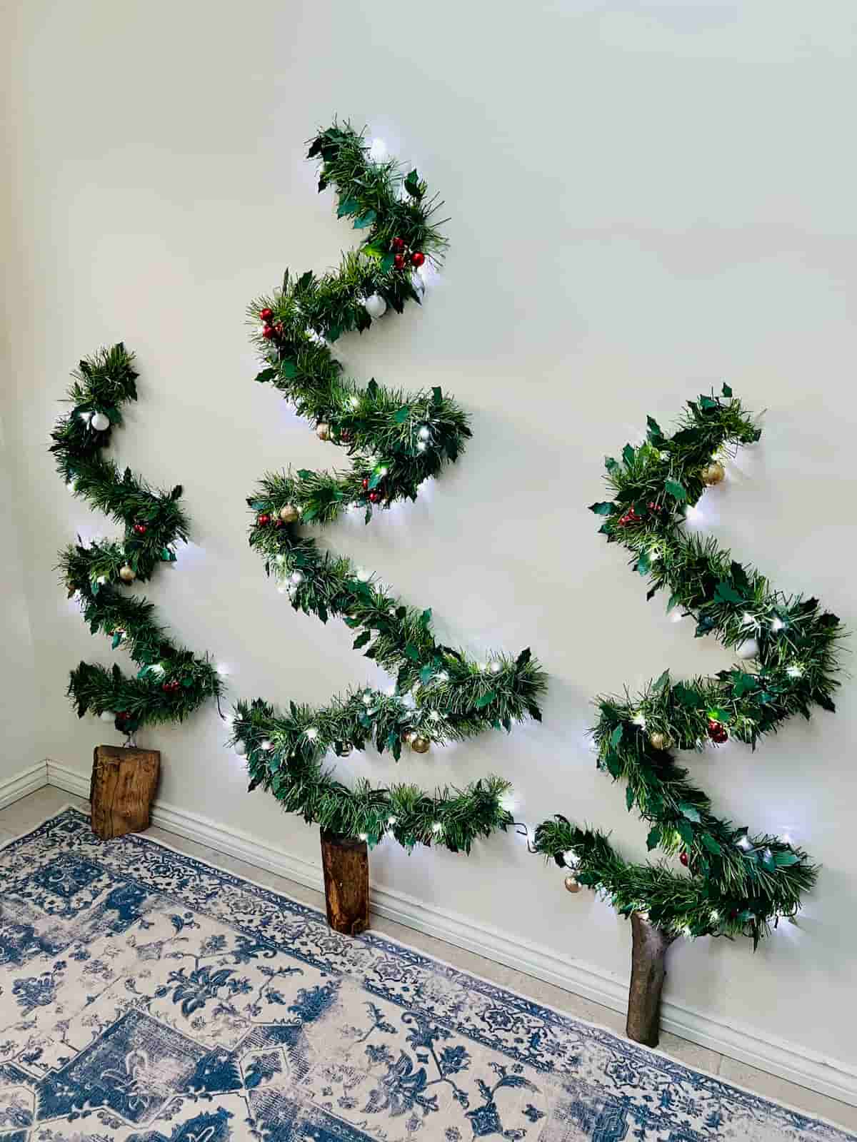 Easy and Cheap DIY Wall Christmas Tree to Save Space – Tea and Forget ...