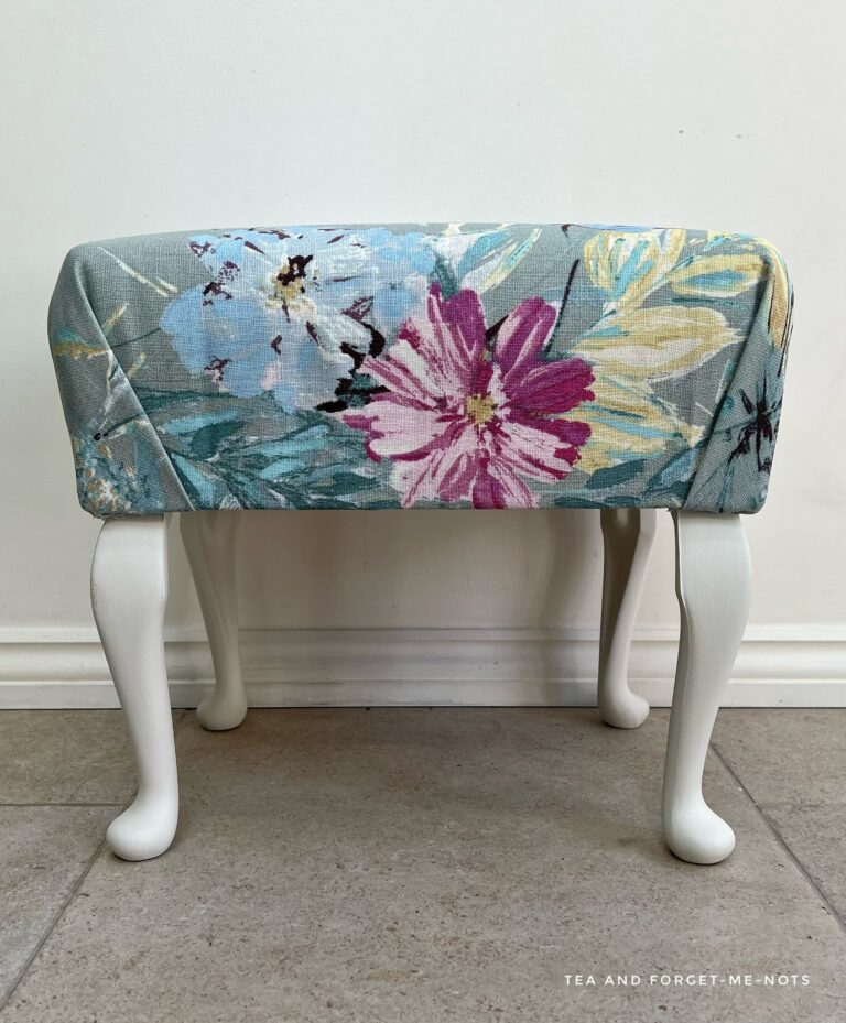Reupholster an old footstool in 7 easy steps – Tea and Forget-me-nots