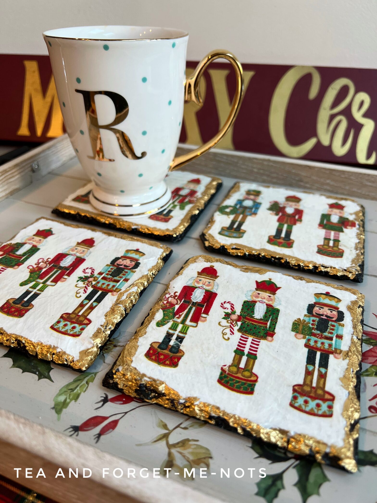 How To DIY Decoupage Christmas Ornaments | Easy Coaster Tutorial – Tea ...