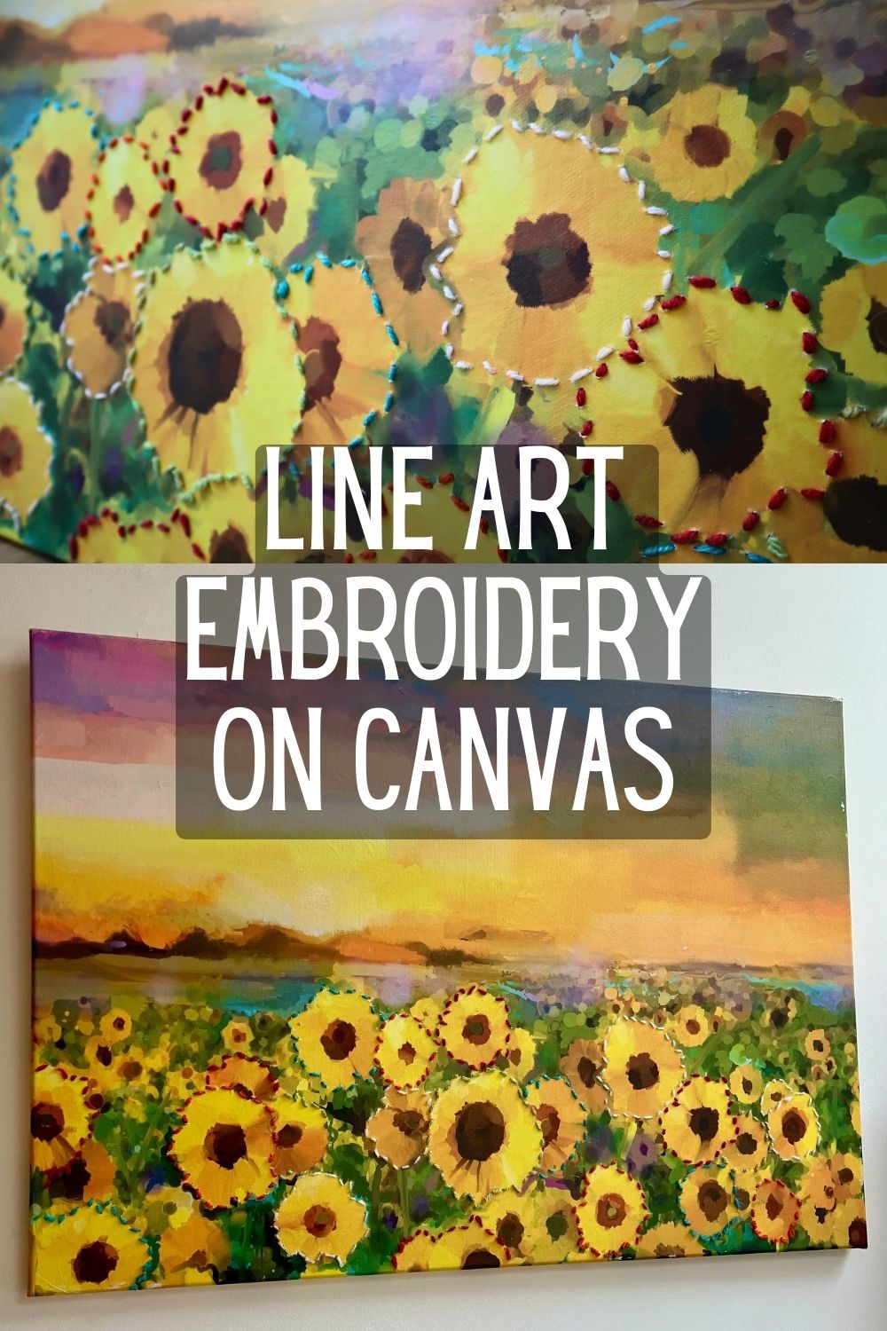 Minimalist Line Art Embroidery Canvas DIY Wall Art – Tea and Forget-me-nots