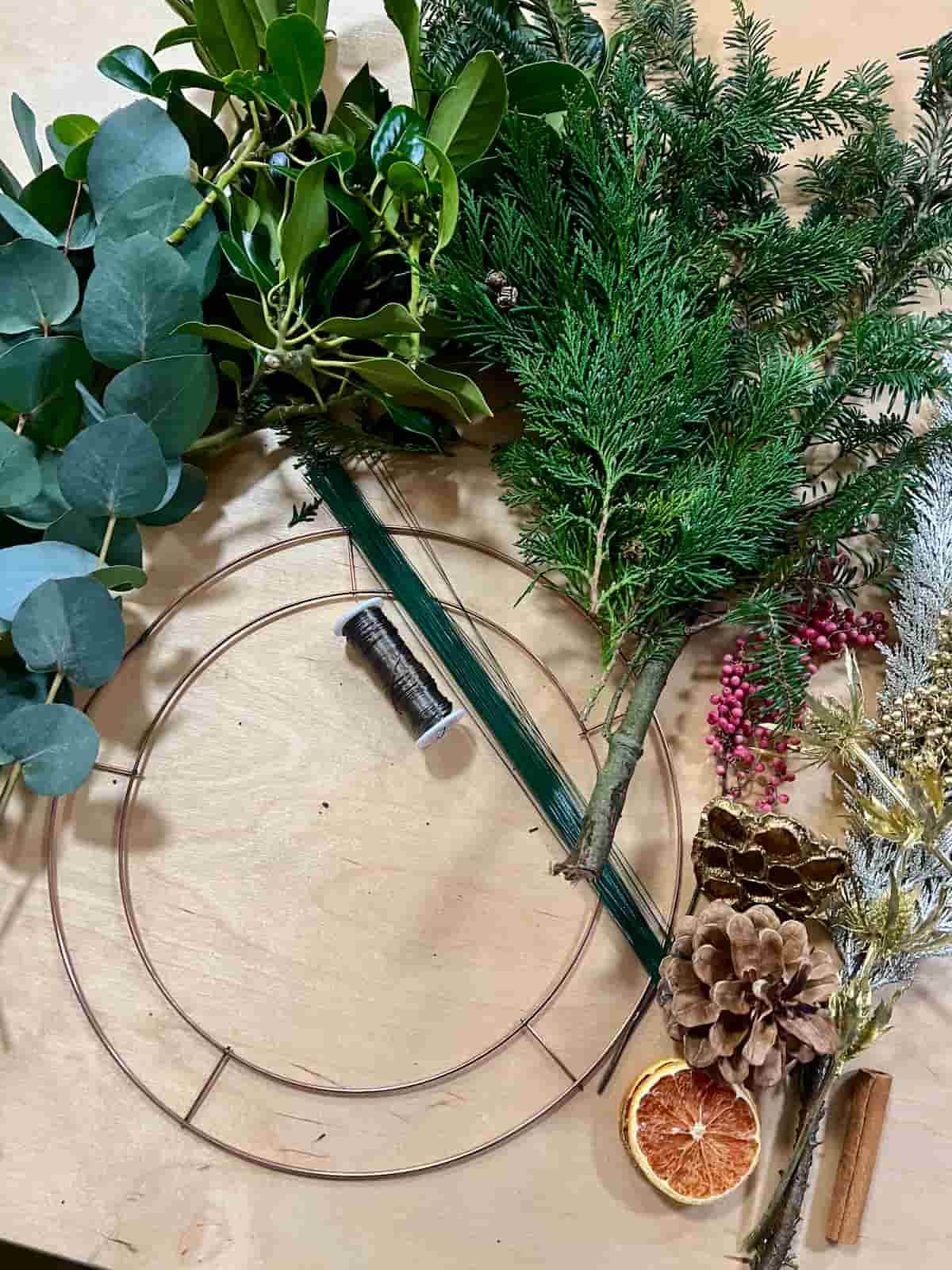 Easy Metal Hoop Wreath DIY for Pretty Christmas Door – Tea and Forget ...